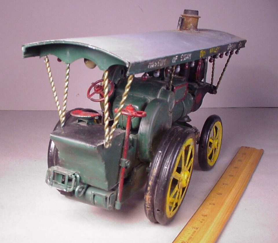 Vintage Folk Art Tom Varley Steam Engine Tractor toy metal handmade 1: ...
