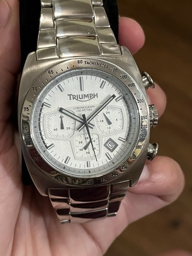 TRIUMPH MOTORCYCLE 3019 - MEN'S SS WHITE DIAL CHRONOGRAPH WATCH | eBay