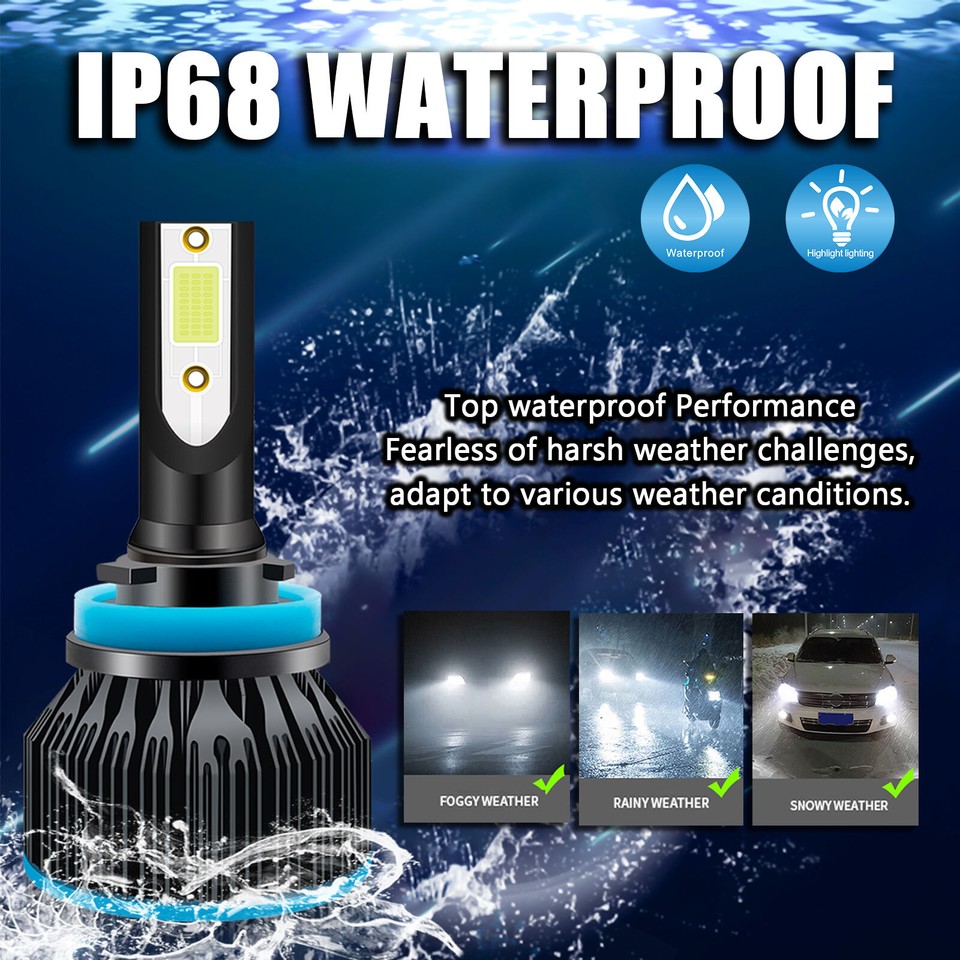 H11 60W LED Headlight Low Beam Bulbs Super Bright 8000K Ice Blue ...
