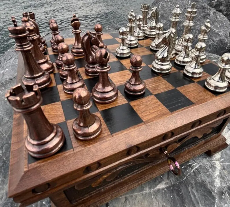 Vintage Chess Set with Hidden Compartment – Puzzle Chess Board ...