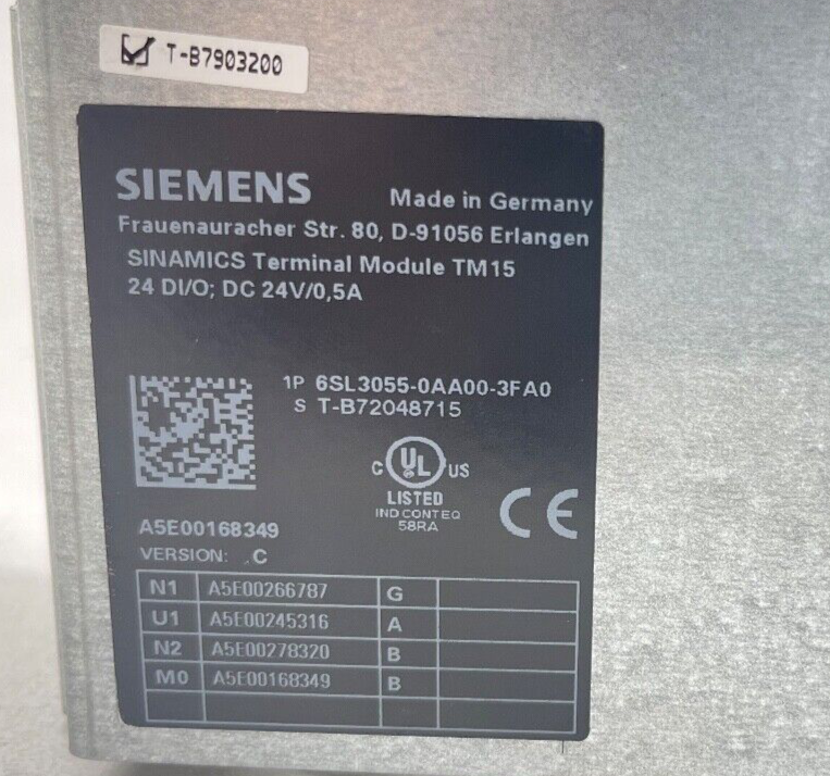 SIEMENS 6SL3055-0AA00-3FA0 , A5E00168349 SINAMICS TERMINAL MODULE TM15 ...