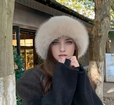Women Fake Mink Fur Hat Mongolian Cap Warm Beanie Skull W Fluffy Fur ...