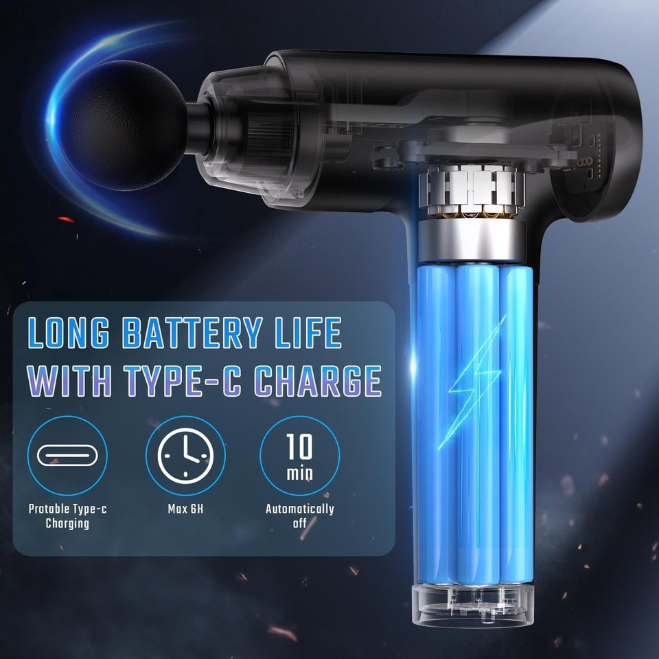 Massage Gun Deep Tissue, Muscle Massage Gun with 9 Attachment Heads 20 ...