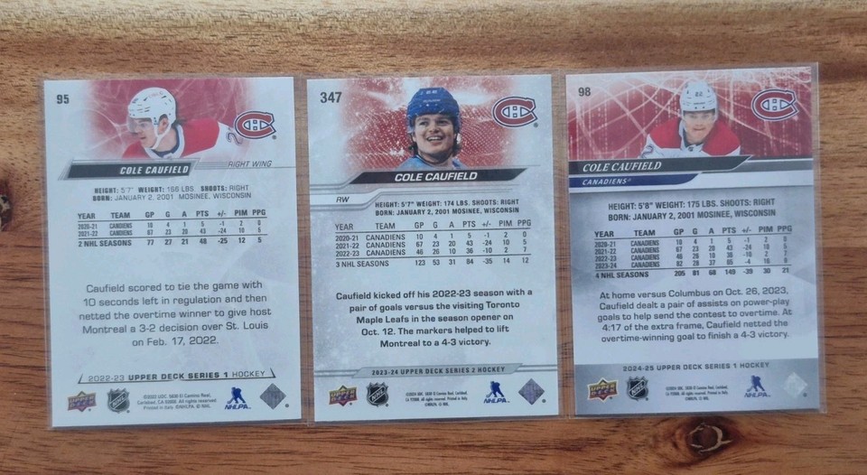 Upper Deck Cole Caufield Silver Foil Lot X3! #347, 95 & 98 Montreal ...