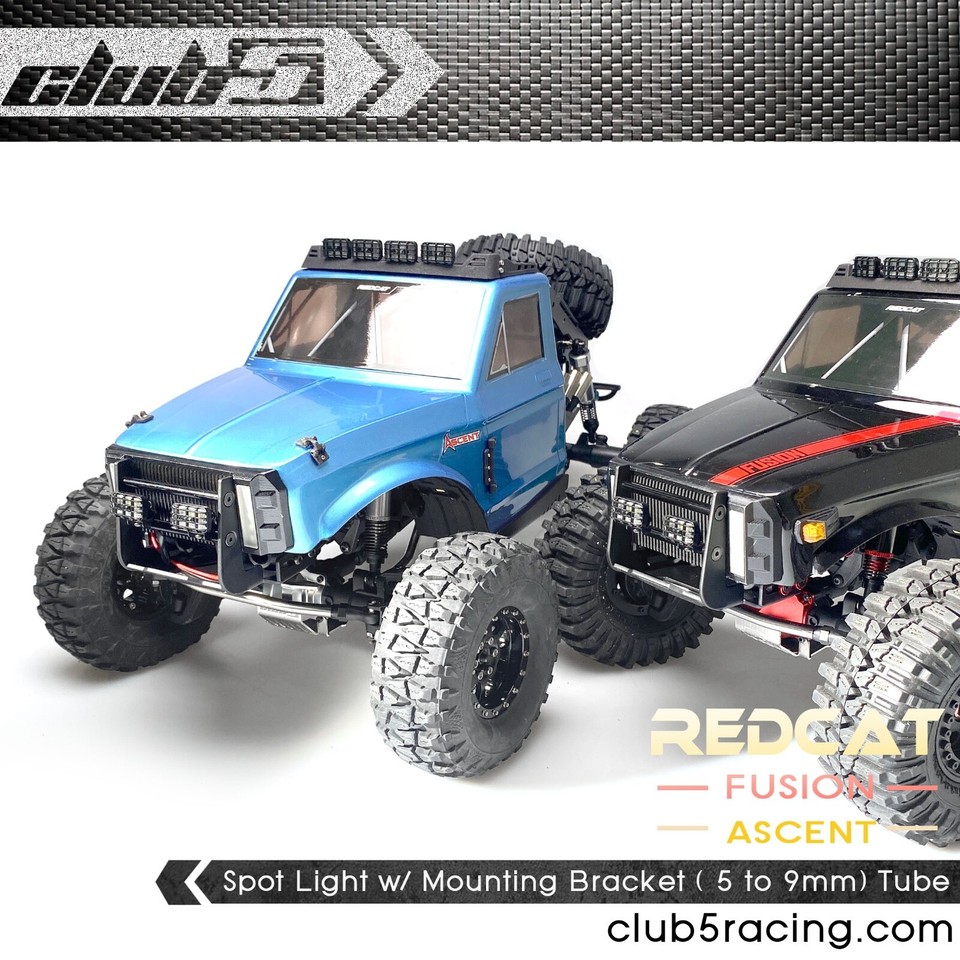Dual Spot Lights w/ LED for Club 5 Steel Front Bumper / Redcat Ascent ...