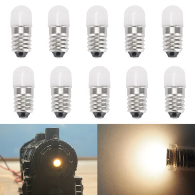 10x Warm White LED Bulbs 1449 14V Screw Base for Lionel & American ...