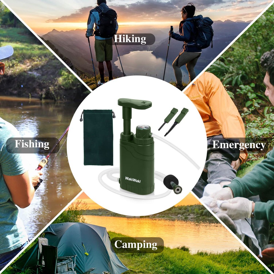 Portable Water Filter Pump Water Filter System 0.1μm Camping Water ...