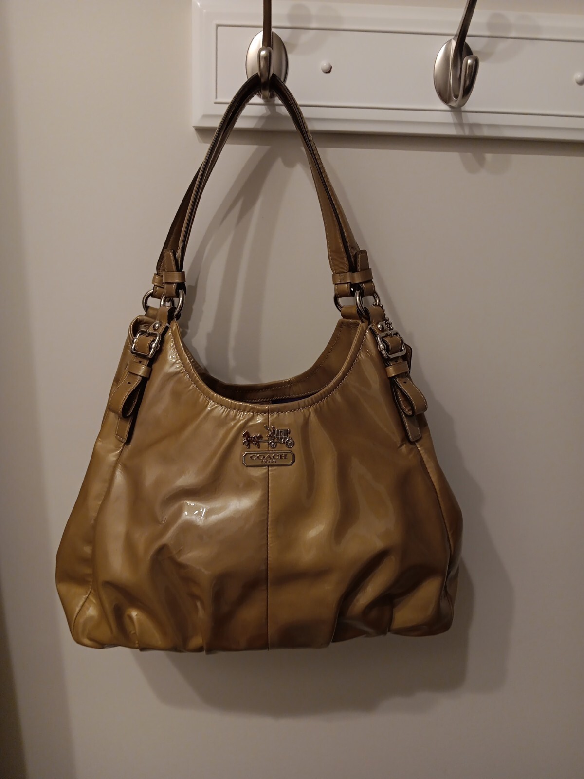 Coach Madison Maggie GOLD Patent Leather Shoulder HOB… - Gem