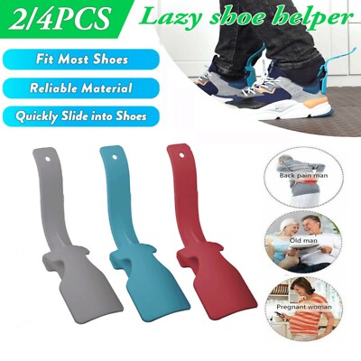 4/2Pcs Wear Shoe Horn Lifting Helper Lazy Handled Shoe Horn Easy on&Off ...