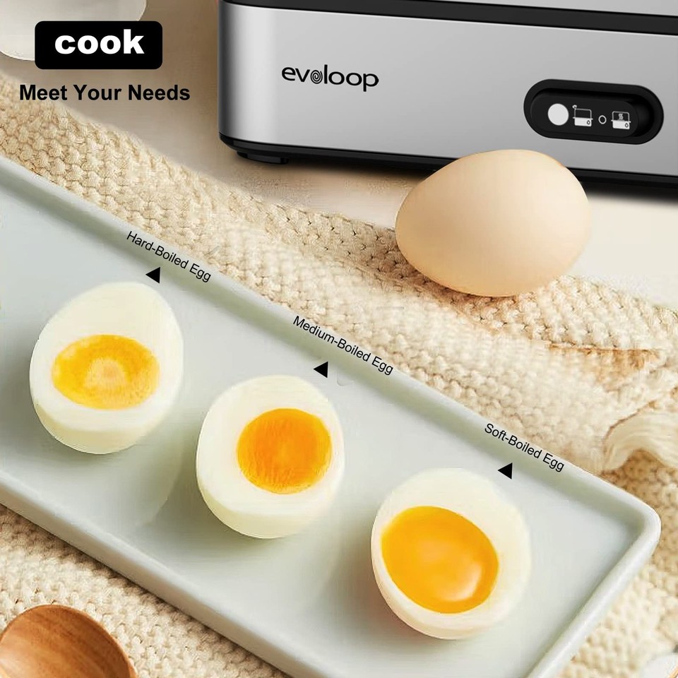 Evoloop Rapid Egg Cooker Electric 6 Eggs Capacity, Soft, Medium, Hard ...