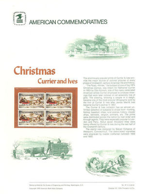 #41 10c Currier & Ives Christmas #1551 USPS Commemorative Stamp Panel ...