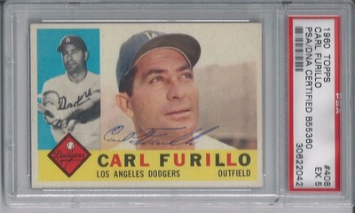 CARL FURILLO PSA GRADED 5 1960 TOPPS SIGNED CARD #408 PSA/DNA AUTOGRAPH ...
