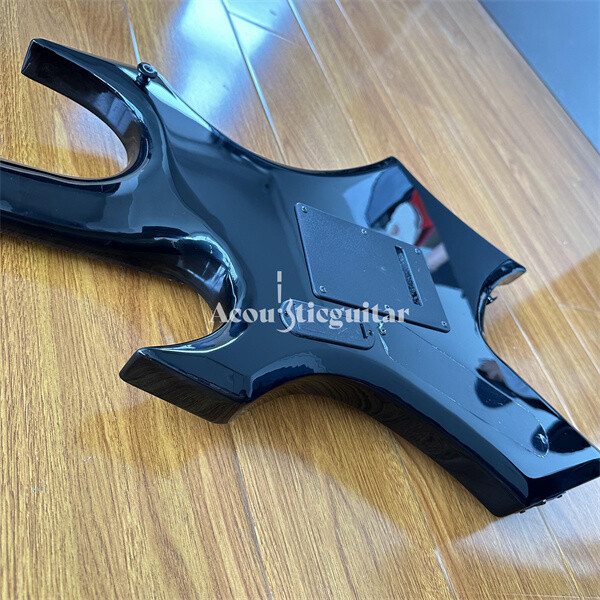 BC Style Warlock Extreme Black Electric Guitar Bat inlay 6-Strings Ship ...