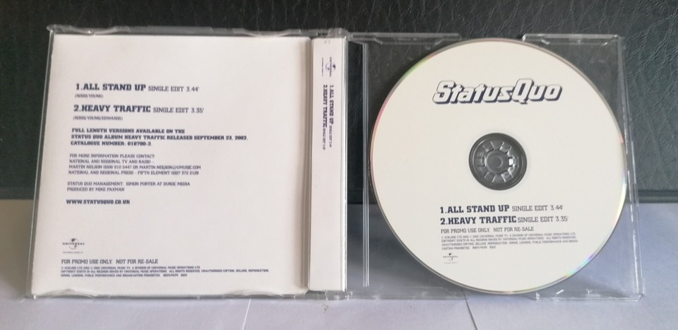 Promo- Status Quo All Stand Up / Heavy Traffic - CD Single 2002 Play ...