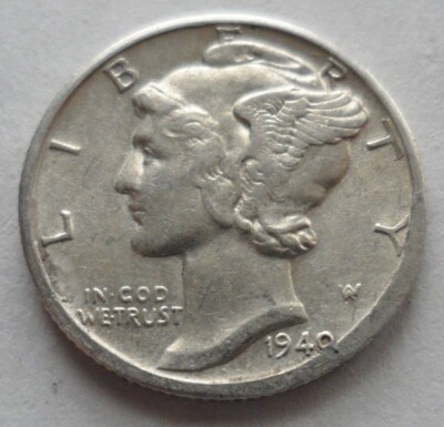 1940 D Mercury Dime circulated 90% Silver XF Extra Fine to AU ...