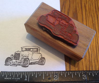 1929 Ford Model A Roadster Hot Street Rod Rubber Stamp FENDERLESS Car ...