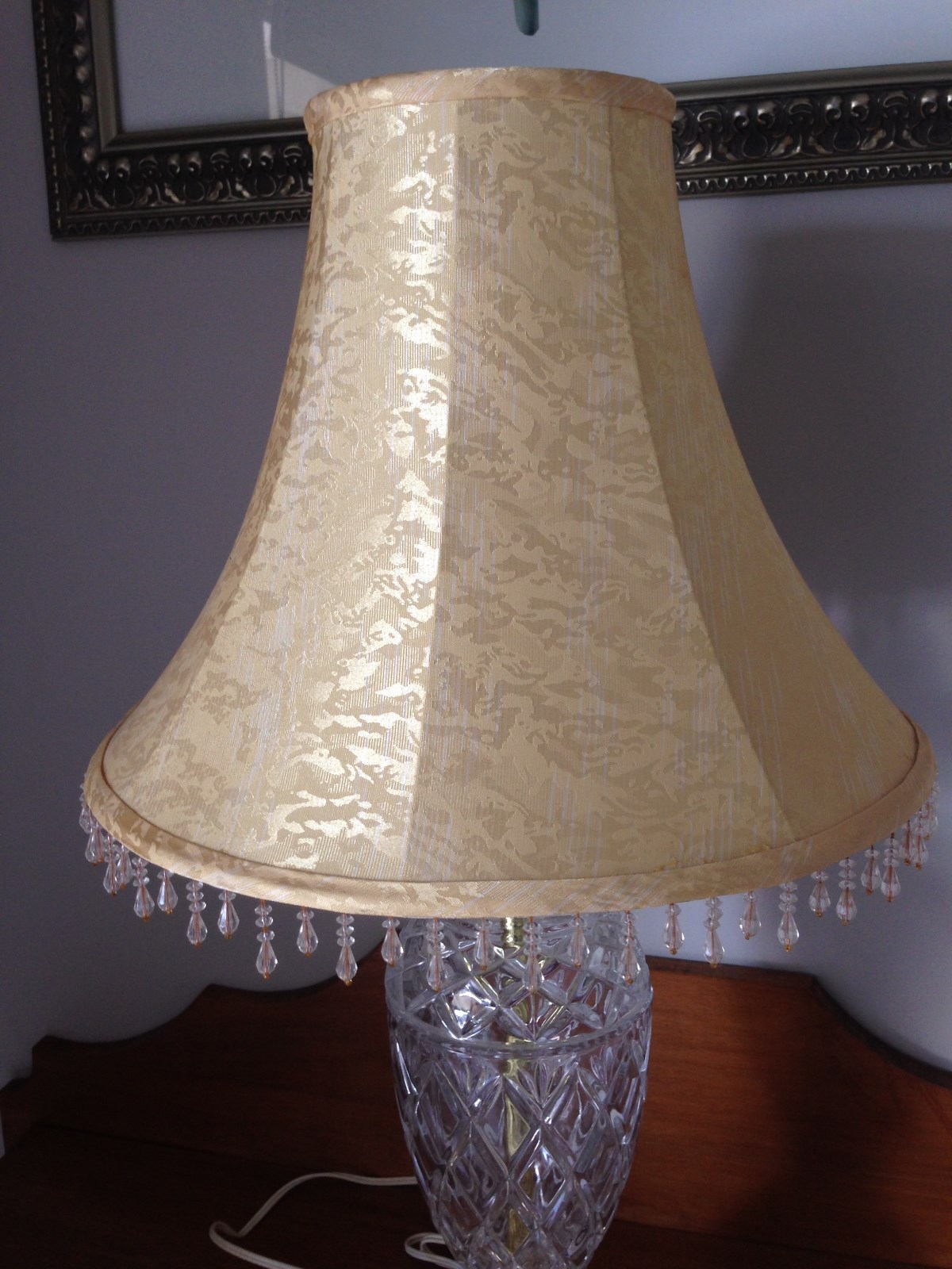 GORGEOUS CUT GLASS LAMP BASE with CREAM LAMP SHADE ~ PICK-UP MELB or ...
