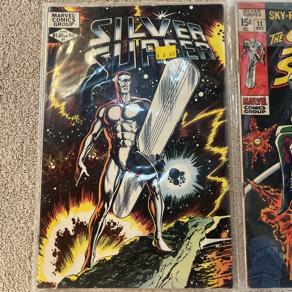 Super Rare Vintage Silver Surfer Marvel Comic Collection, Set Of 3 ...