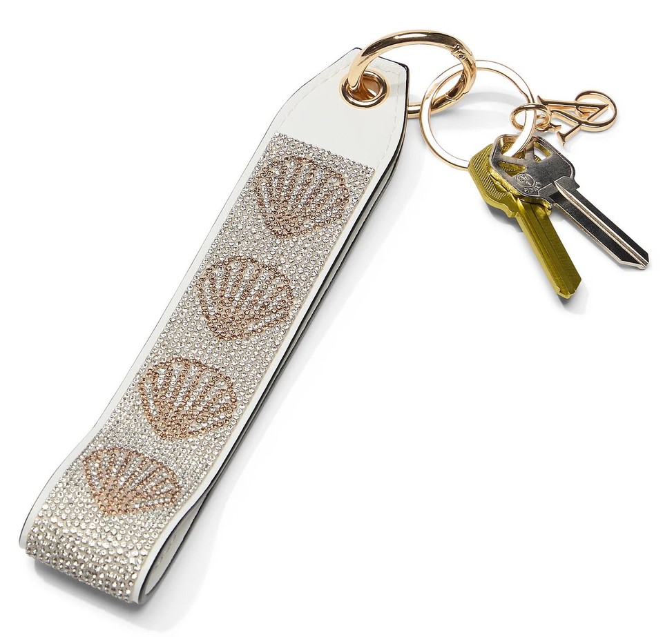 Victorias Secret VS Bling Rhinestone Wristlet Strap Keychain Gold Shell ...