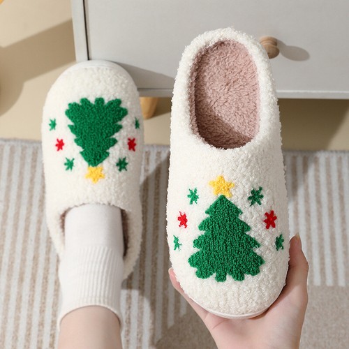 Christmas Home Slippers Cute Cartoon Santa Claus Cotton Slippers For ...