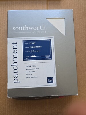 250 Sheets Southworth 8.5" x 11" Ivory Parchment Paper Multipurpose ...