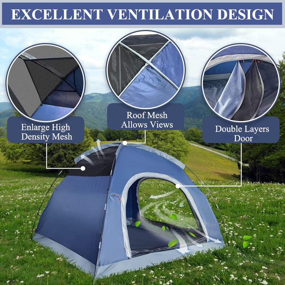 Waterproof 4 Person Dome Camping Tent Easy Setup for Family Hiking ...