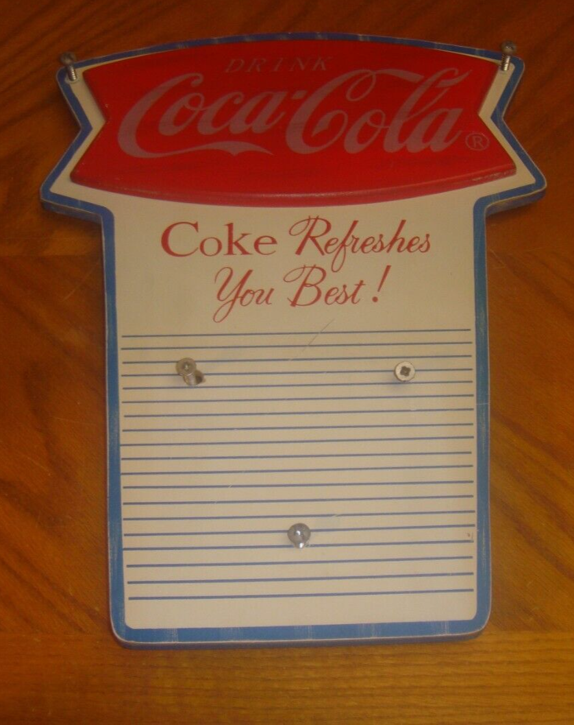 VINTAGE WOODEN DRINK COCA-COLA WALL HANGING NOTE PAD, COKE CALENDAR Pad ...