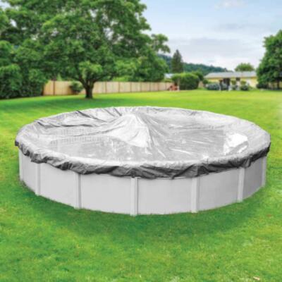 Robelle Winter Pool Covers 24' Polyethylene Solid Metallics Above ...
