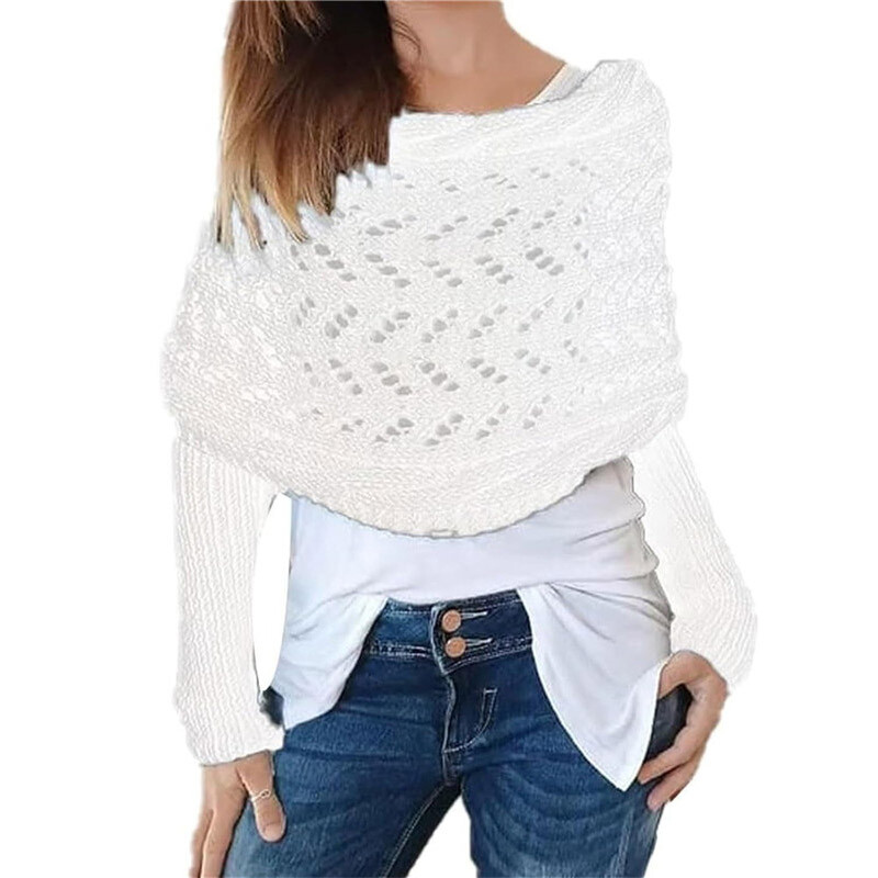 Women Scarf Knitted Warm Sweater Tops Scarves Wrap Winter Shawl with ...