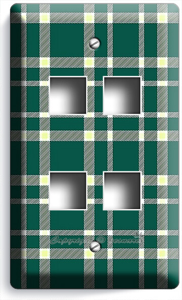 GREEN WHITE TARTAN TWILL PLAID PATTERN LIGHT SWITCH OUTLET WALL PLATE ...