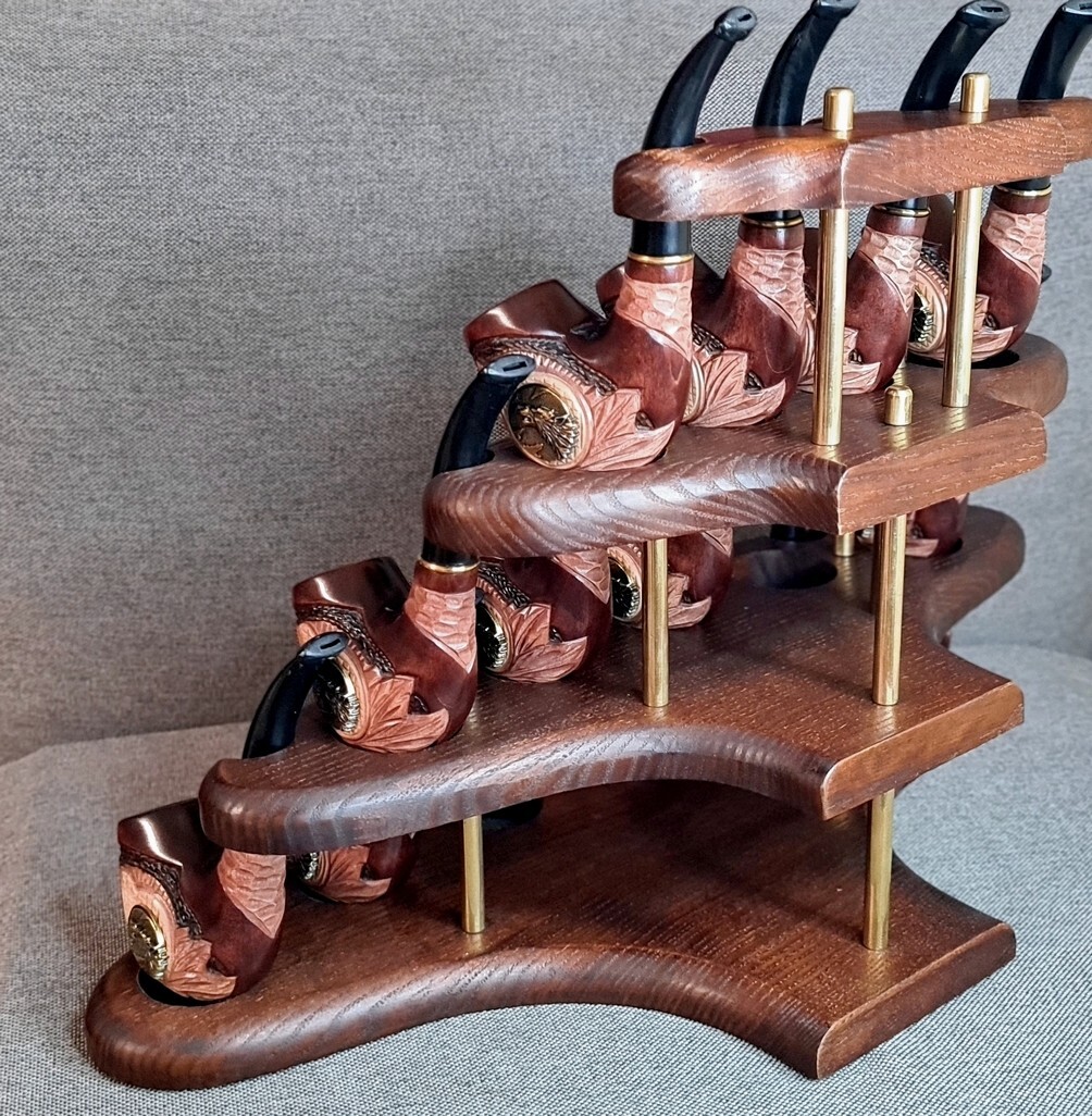 Pipe Stand for 15 Smoking Bowls - Wooden Pipe Holder - Tobacco Pipe ...