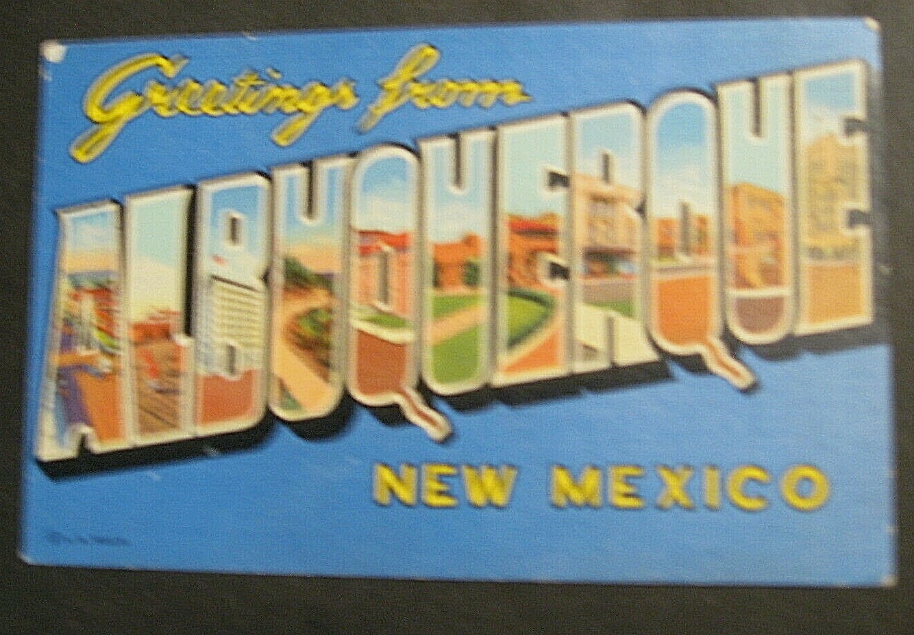 Greetings from Albuquerque NM., used linen postcard, about 1948 | eBay