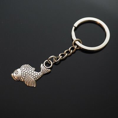 Chinese Japanese Pond Goldfish Carp Fish Silver Keyring Pendant ...