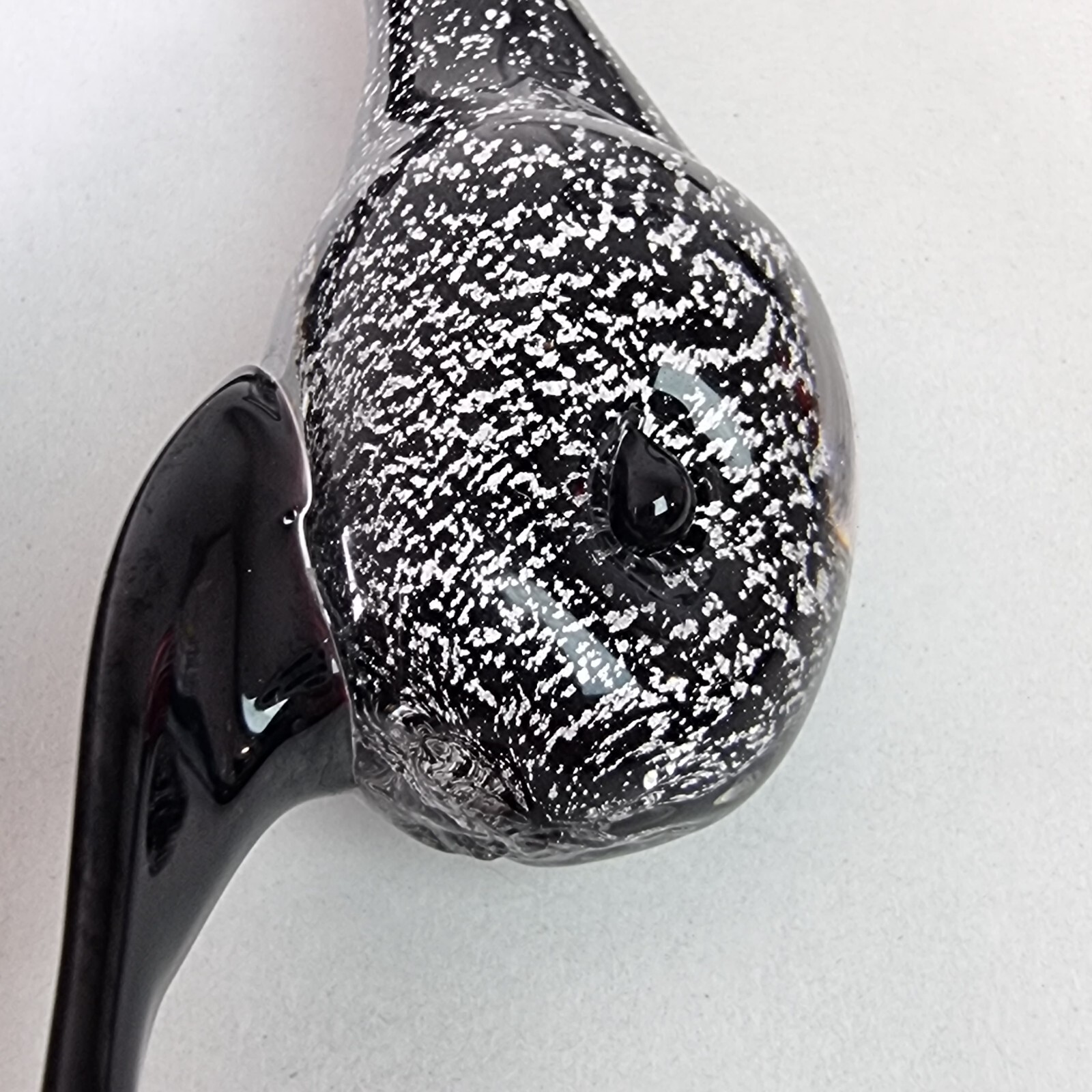 70s New Murano Oball Sommerso Silver Flakes Black Art Glass Duck Italy ...