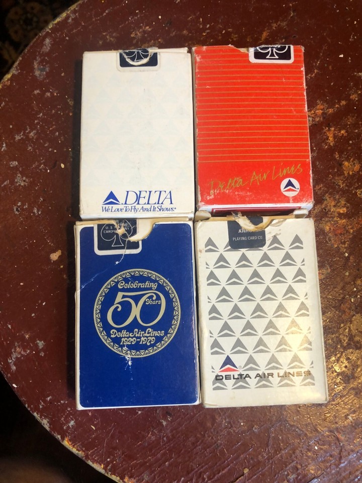 Vintage DELTA AIRLINES Playing Cards LOT OF 4 Deck of Cards USED | eBay