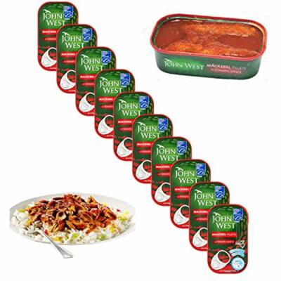 John West Skinless & Boneless Mackerel Fillets in Tomato Sauce (10 Pack ...