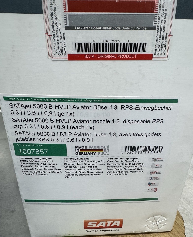 Sata Jet 5000 B HVLP 1.3 Spray Gun (Aviator Edition) NEW In Sealed Box ...