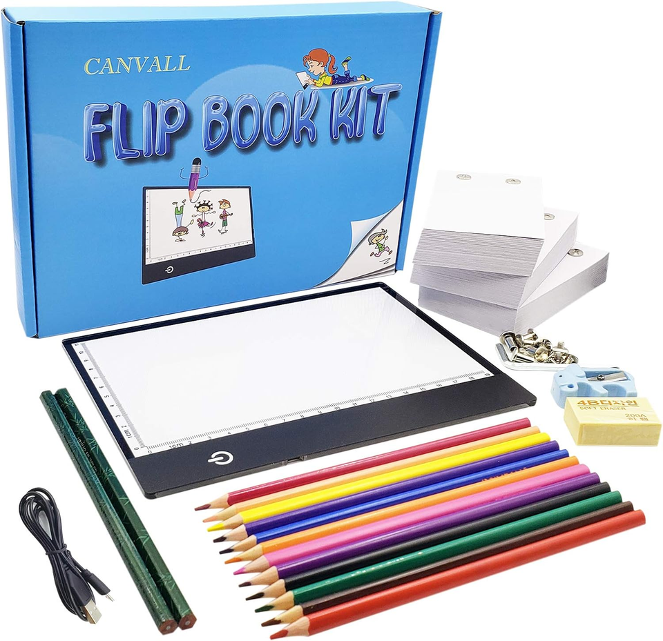 Flipbook Set for Drawing and Tracing Animation, Include: A5 LED Light ...