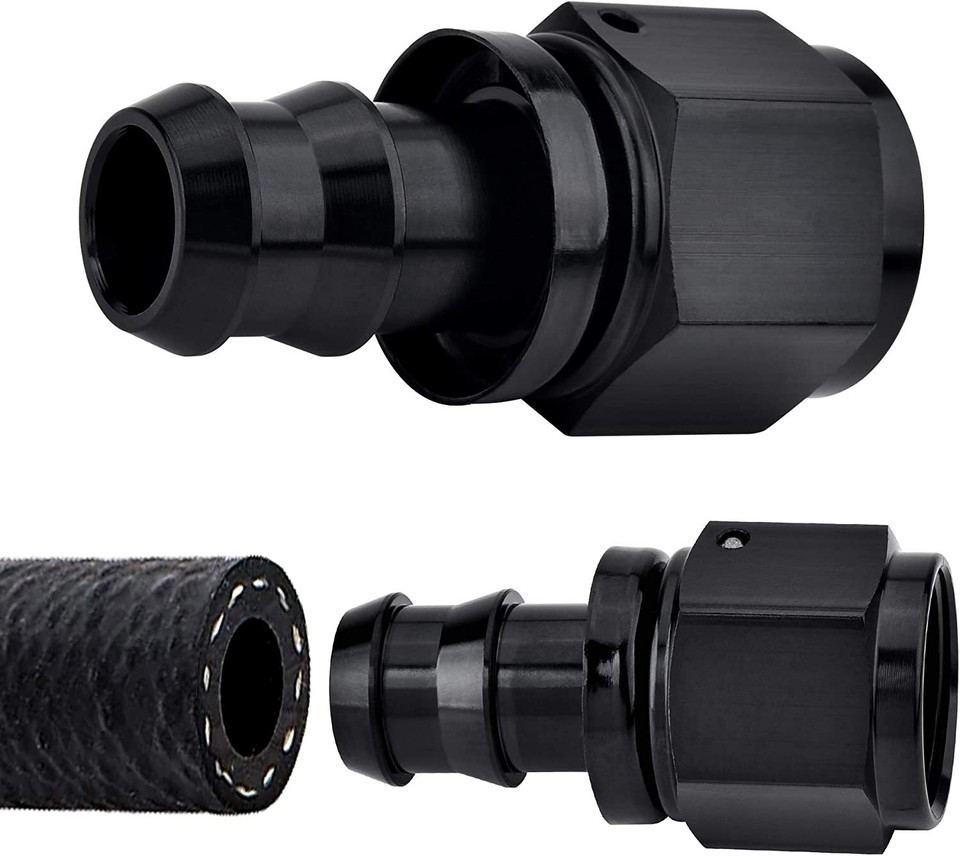 2PC -10 AN Straight Push on Lock Hose Barb Fitting Oil/Fuel/Gas Line ...