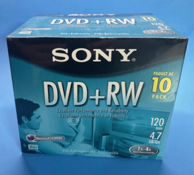 SONY DVD+RW 10-disc pack SEALED 120 Minutes ** NEW ** | eBay