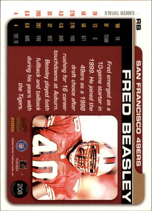 2000 Paramount Football Card #208 Fred Beasley | eBay