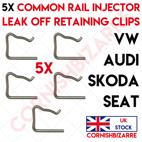5 X AUDI VW FORD PEUGEOT SKODA BOSCH SIEMENS INJECTOR LEAK OFF CLIPS ...