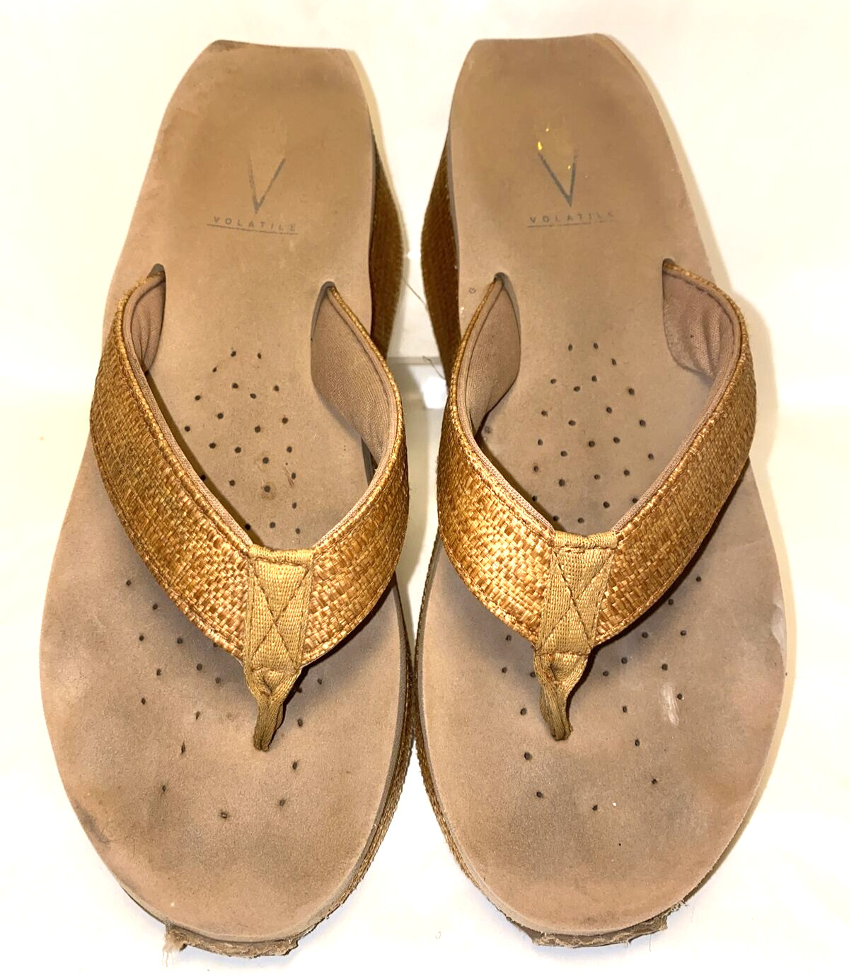 Volatile BAHAMA Platform Wedge Sandals Size 9 Tan *H - Gem