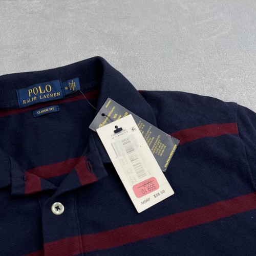 NWT Polo Ralph Lauren SS Classic Fit Polo Shirt Mens M Striped Blue ...