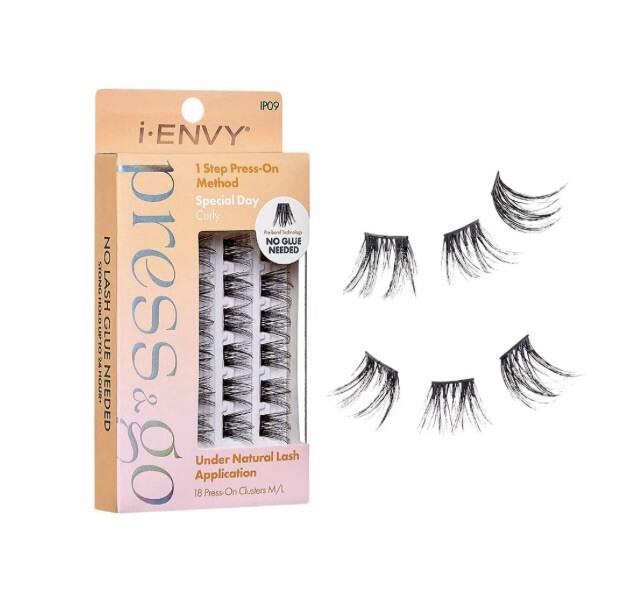 iEnvy Press & Go 18 Cluster Lashes M/L IP09 Special Day Curly No Glue ...