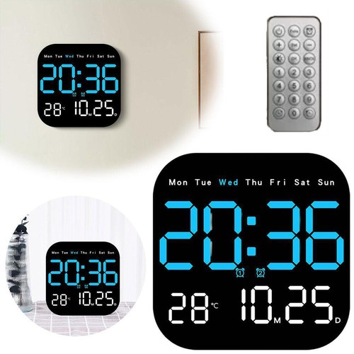 Digital LED Large Display Wall Desk Alarm Clock Calendar Temperature ...