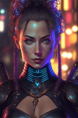 Cyberpunk Princess Sci-fi Luminous Futuristic Art Print 564177268 | eBay