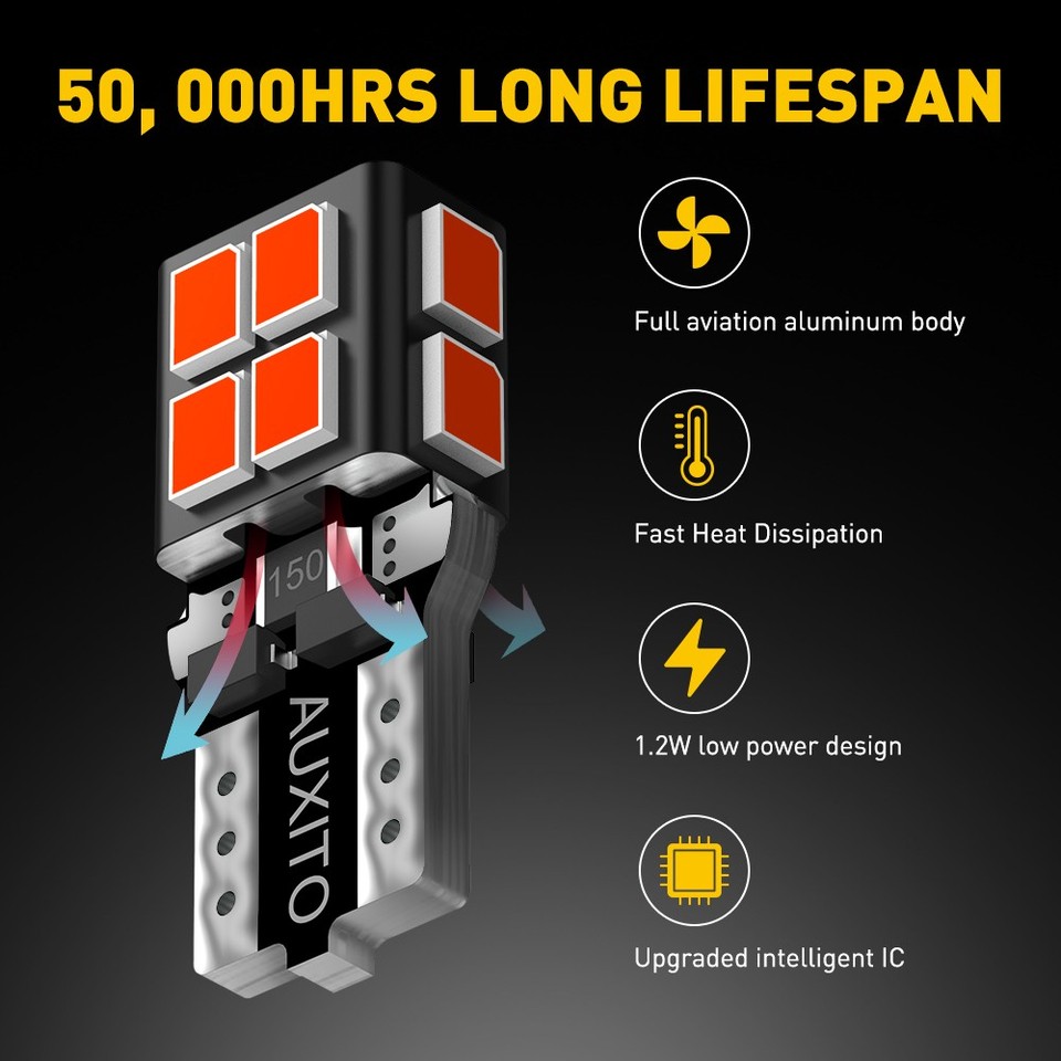 LED Inner Tail Light Bulbs Super Bright Red 2825 168 192 194 2821 T10 ...