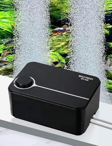 Aquarium Air Pump, Ultra-Quiet Powerful Fish Tank Bubbler Aerator 5W 4L ...