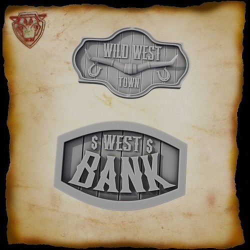 Wild West signs greeblie pack for 28mm modern Kitbash bits spares ...